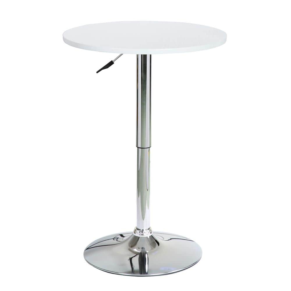 Armen Living Bentley White Adjustable and Chrome Metal Pub Table ...