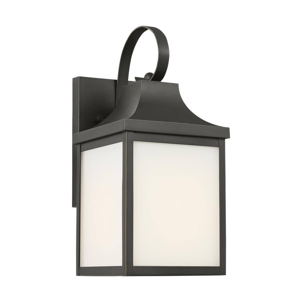 Generation Lighting Saybrook 13 in. Antique Bronze Outdoor Hardwired Small Wall Lantern Sconce ...
