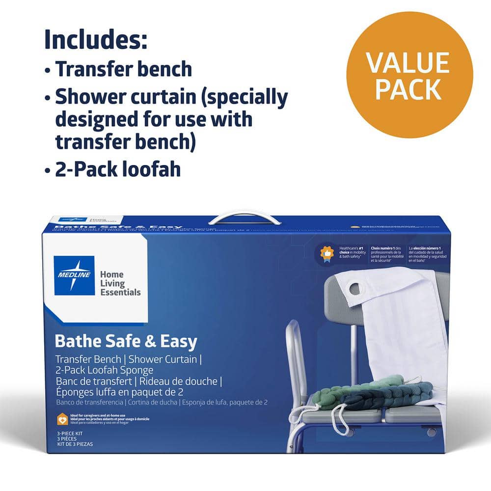 Combo 29 in. W. Freestanding Adjustable Transfer Bench with Back in ...