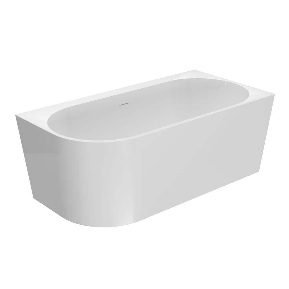 NTQ 59 in. x 29.5 in. Acrylic Flatbottom Soaking Tub Freestanding Back ...