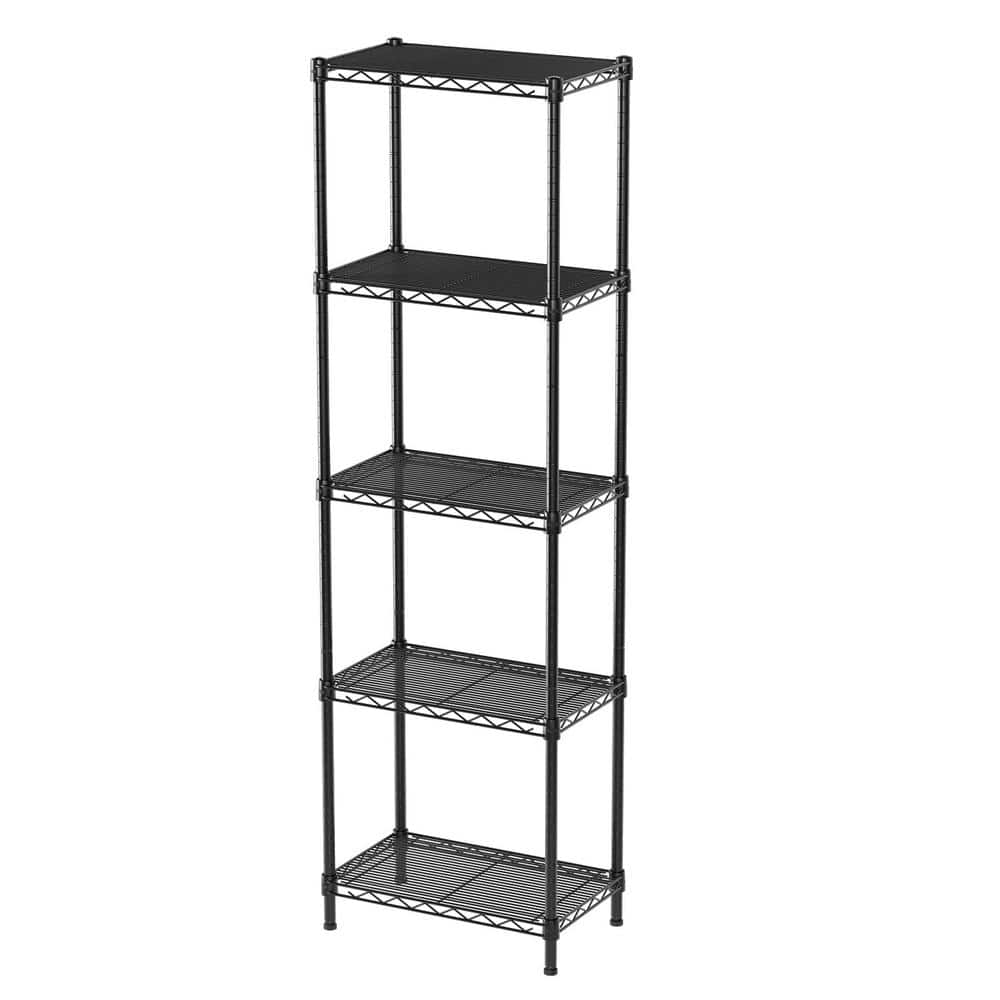 PRIMEPLUS 5-Tier Metal Rack Storage Shelving Pot Rack in Black RB-BL5 ...