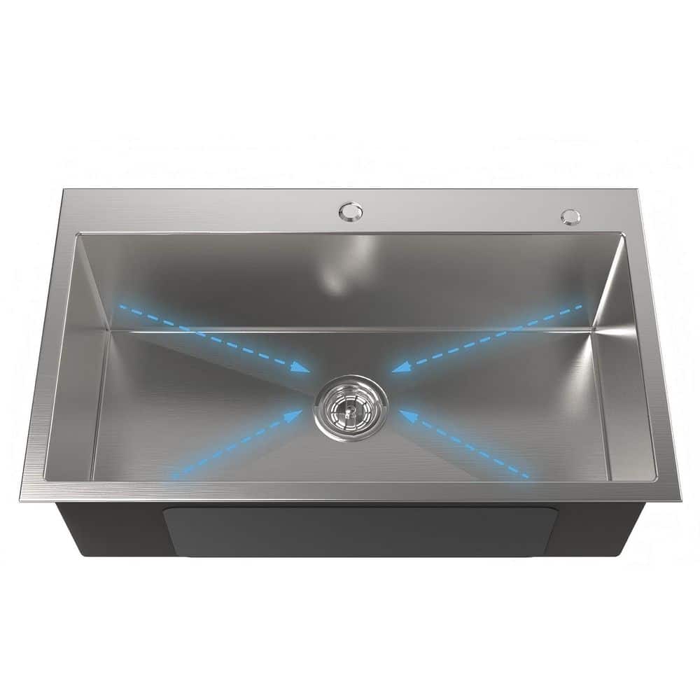 stufurhome 32 in L x 19 in W Overmount Sink Single Bowl Sink Gauge Gray ...