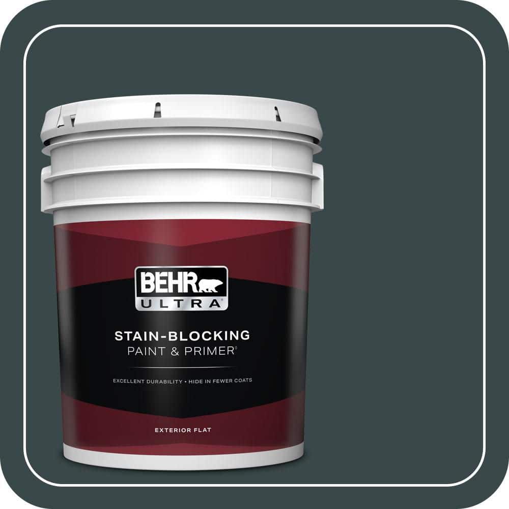 BEHR ULTRA 5 gal. #T14-16 Arboretum Flat Exterior Paint & Primer 485305 ...