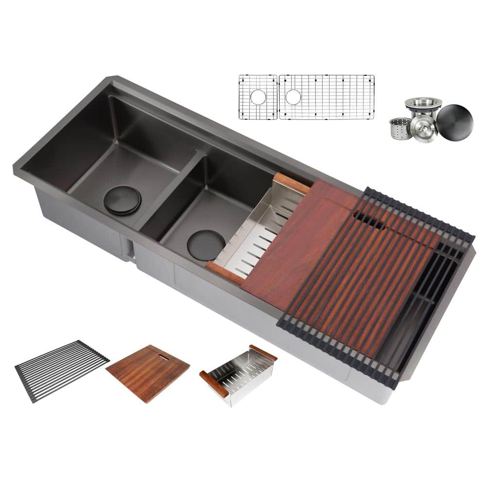 eModernDecor Workstation Undermount Stainless Steel 48 in. 16-Gauge ...