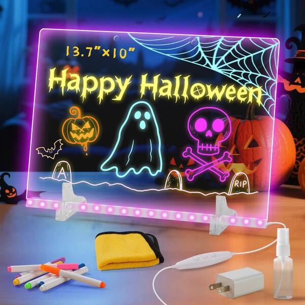 7-Color Light-Up Acrylic Drawing Board LED, Markers and Cleaning Tools ...