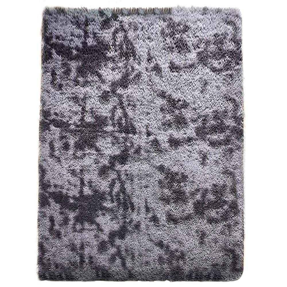 GHOUSE Contemporary Shag Black Grey 4 ft. x 7 ft. Solid Area Rug ...