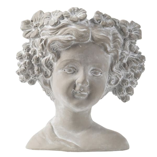 Gray Indoor Outdoor Cement Bust Planter (4 in. W x 9 in. H) PTOV9912 ...