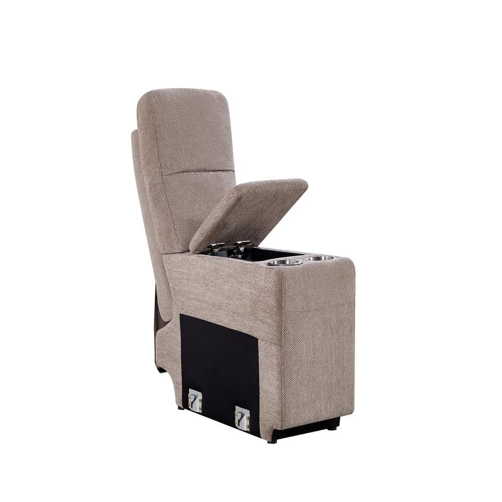 Noble House Iskandar Beige Modern Upholstered Dual Power Motor Recliner ...