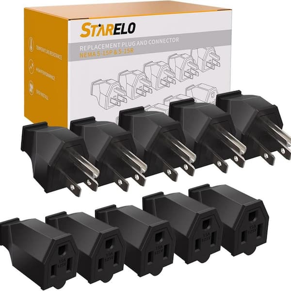 Lukyamzn 15 Amp 125-Volt 2 Pole 3 Wire Grounding Plug Connector 5 ...