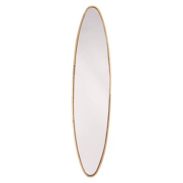 ZUO Large Oval Gold Contemporary Mirror (46.1 in. H x 10.6 in. W) A10802
