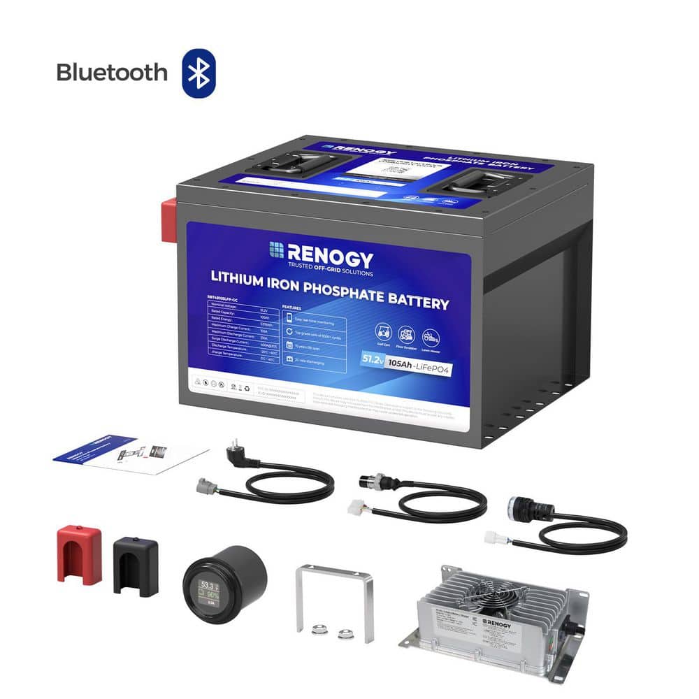 Renogy 48V 105Ah Golf Cart Lithium LiFePO4 Battery BMS Backup Power ...