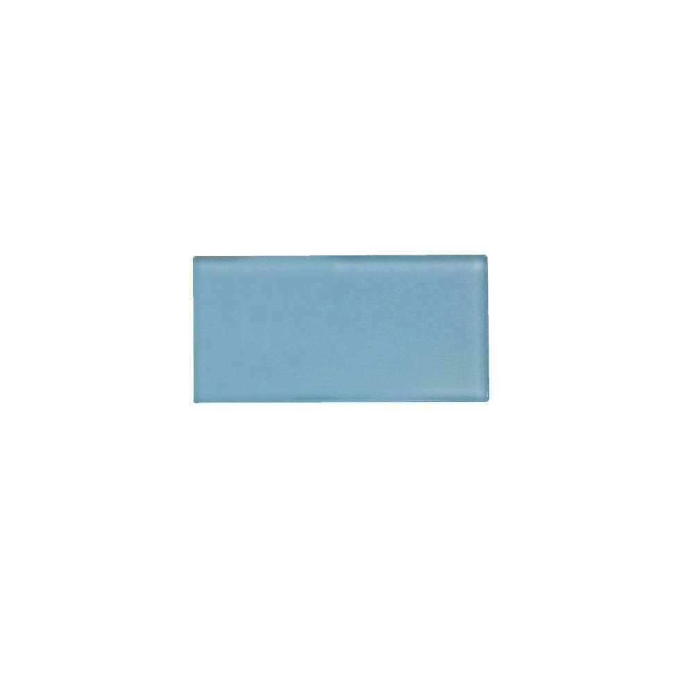 Jeffrey Court Take Home Tile Sample - Caribbean Water Blue 3 in. x 6 in ...