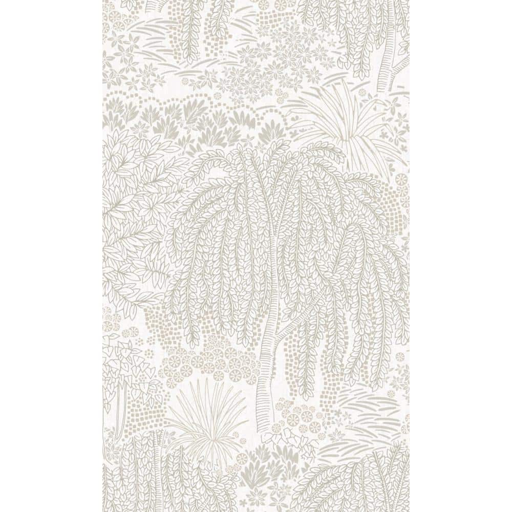 Walls Republic White Metallic Garden Tropical Textured Print Non-Woven ...