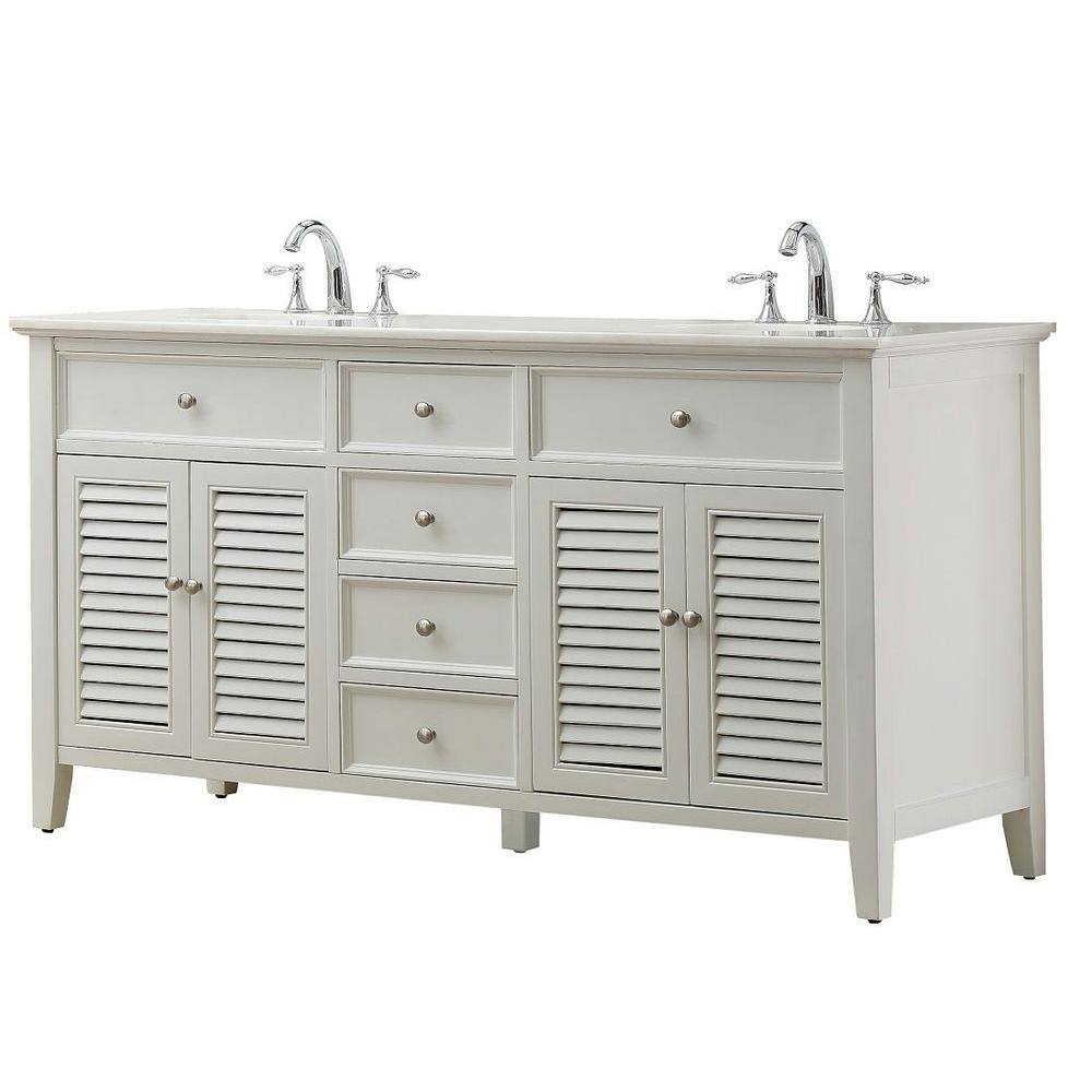 Direct vanity sink Shutter 70 in. Double Vanity in Pearl White with ...