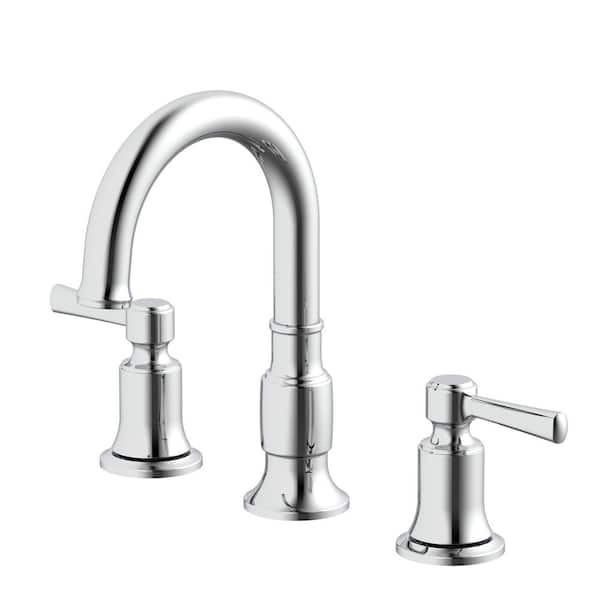 Glacier Bay Hoyt 8 in. Widespread 2-Handle Bathroom Faucet with Push ...