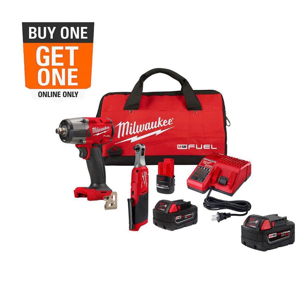 Milwaukee M18 FUEL 18V Cordless Mid Torque 1/2 in. Impact Wrench with ...
