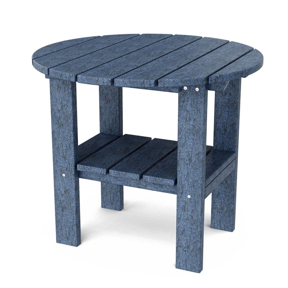 Wildridge Classic Patriot Blue HDPE Plastic Outdoor Round Side Table ...