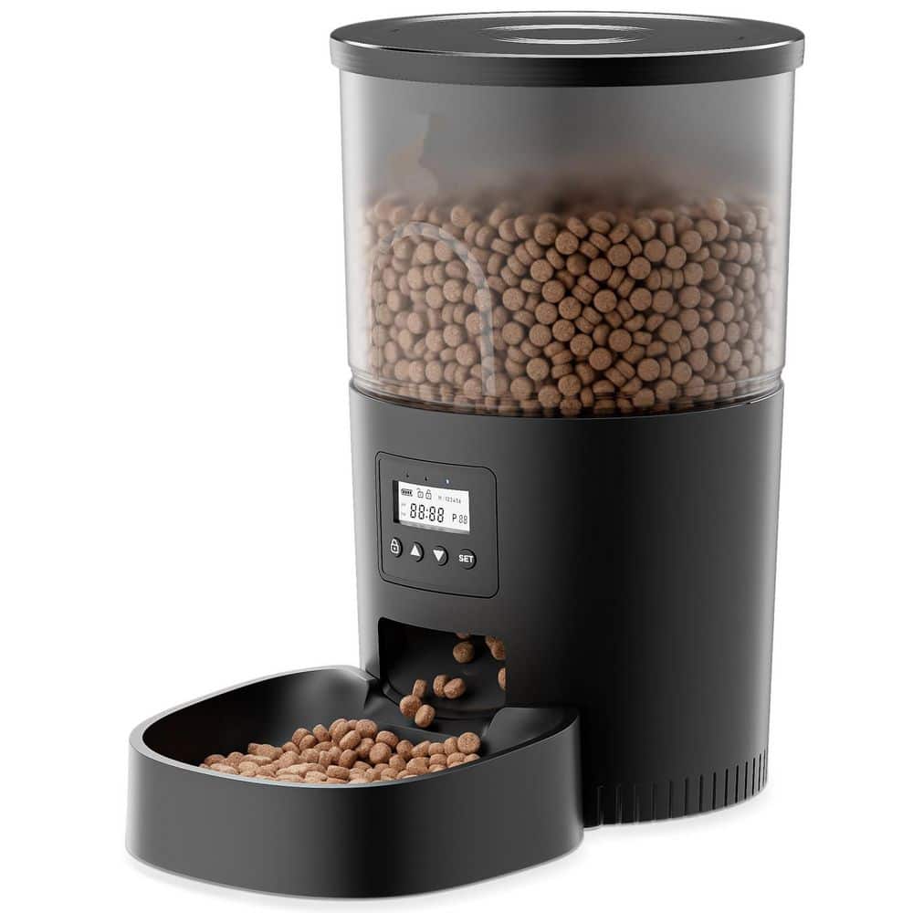 Wudkey 1 Piece Black Timed Cat Dry Food Dispenser, Programmable Portion ...