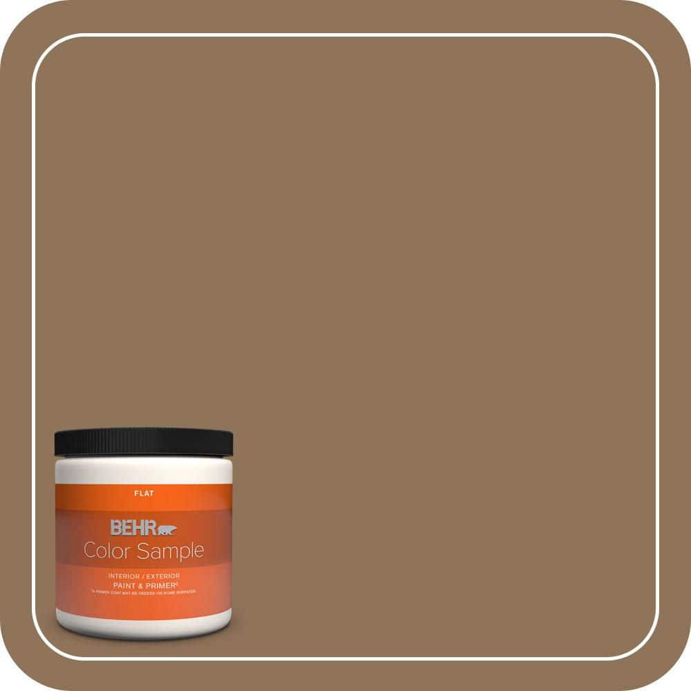 BEHR PREMIUM PLUS 8 oz. #N270-7 Library Oak Flat Interior/Exterior ...