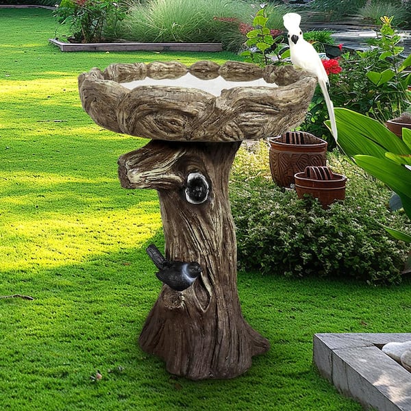Tree With Bird Bath Water Resin Fiber Outdoor Bird Baths Garden