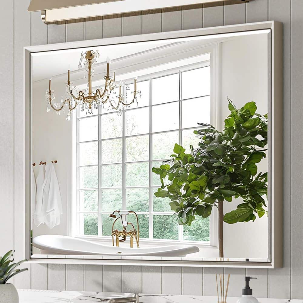 QueenFun QueenFun 40 in. W x 30 in. H Framed Rectangular Beveled Edge ...