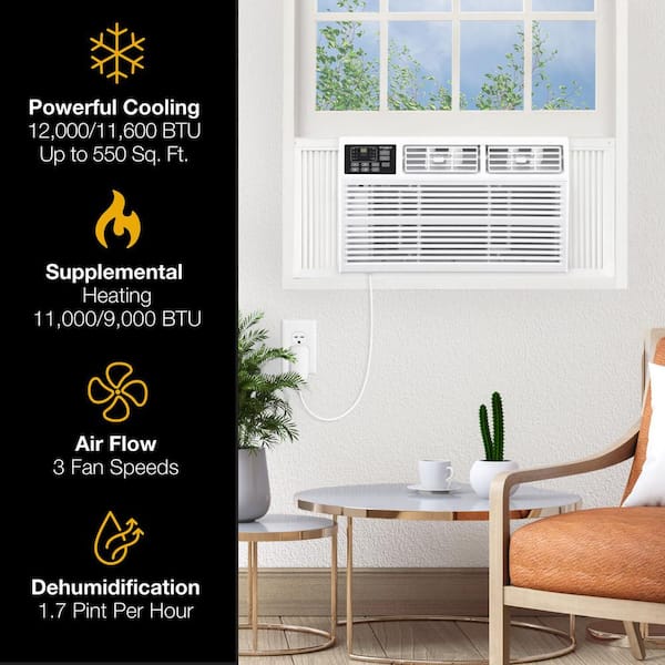 Whirlpool 12,000 BTU 230V Window Air Conditioner Cools 550-sq. ft. with ...