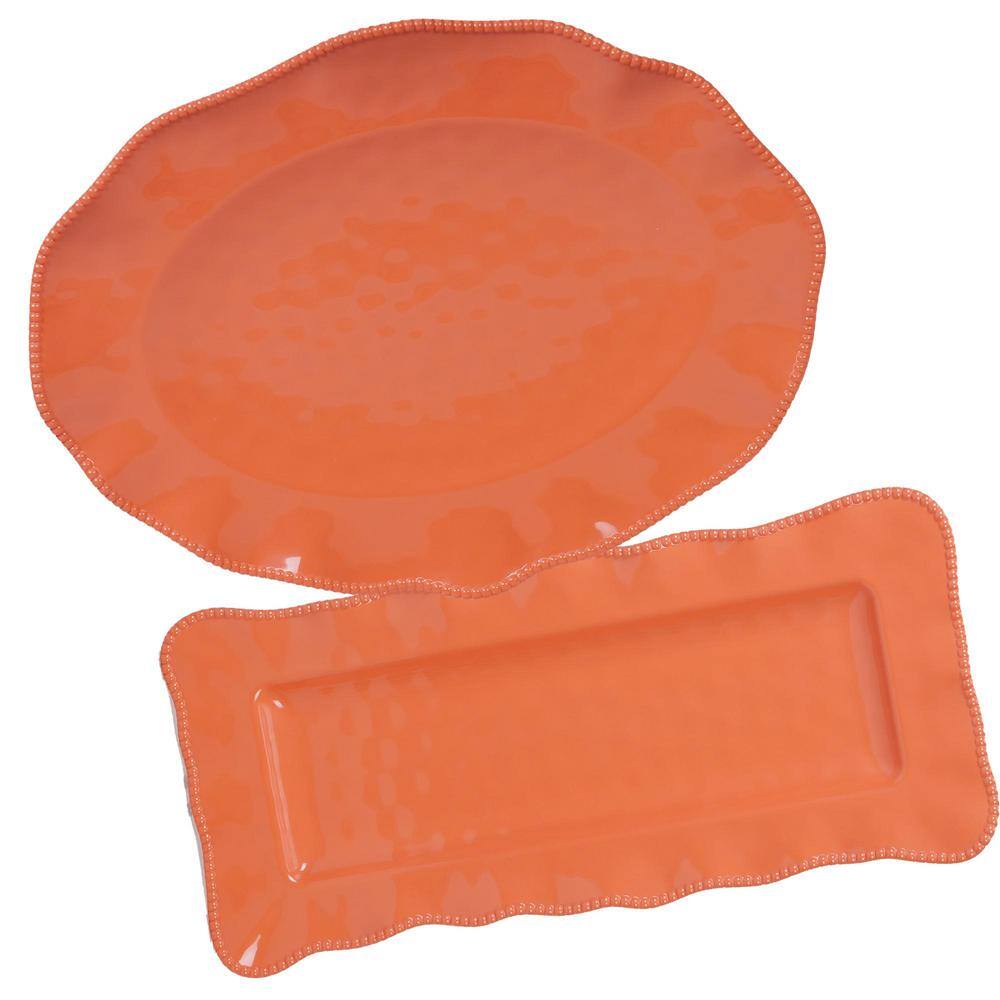 Certified International Perlette Coral 2-Piece Multi-Colored Platter ...