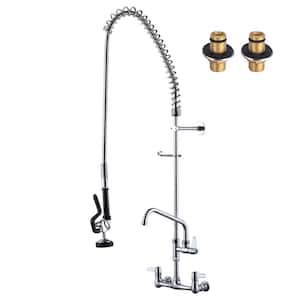 WOWOW Solid Brass Triple Handle Commercial Pull Down Sprayer Kitchen ...