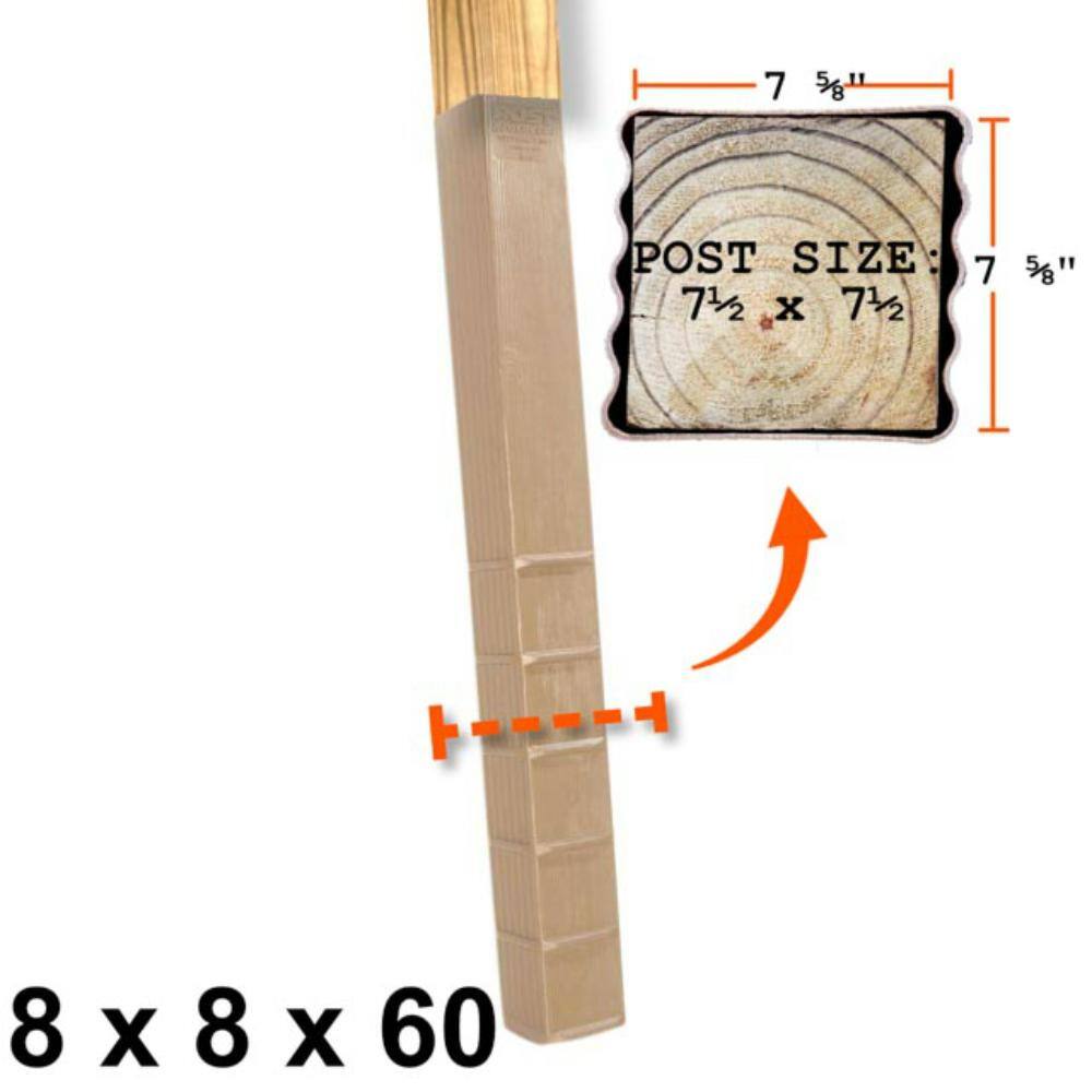 Post Protector 8 in. x 8 in. x 60 in. In-Ground Fence Post Decay ...