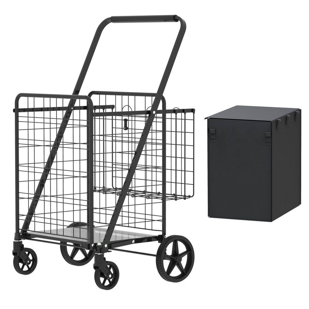 Lycvki Foldable Extra Large Utility Shopping Cart, Serving Cart with ...