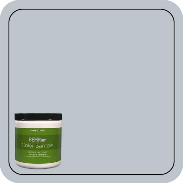 BEHR PREMIUM PLUS 8 oz. #N490-2 Icicles Semi-Gloss Interior/Exterior ...
