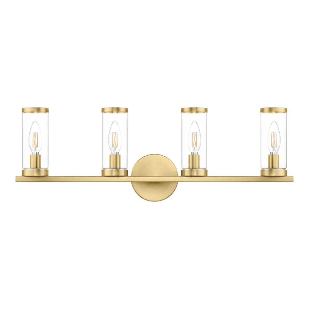 Hampton Bay Loveland 25 in. 4-Light Brass Bathroom Vanity Light Fixture ...