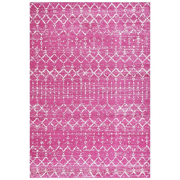 Pink Polypropylene 4 ft. x 6 ft. Trellis Indoor Area Rug A46A1-rug-1000 ...