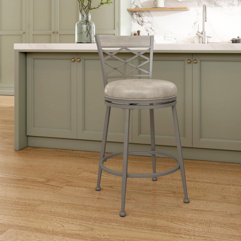 Hillsdale Furniture Hutchinson Pewter Swivel Counter Stool 4706-826 ...