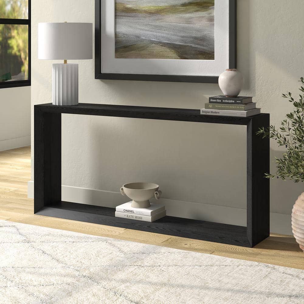 Meyer&Cross Osmond 64 in. Black Grain Rectangular MDF Top Console Table ...