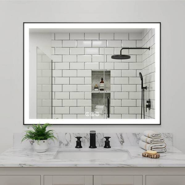 INSTER MOC 48 in. W x 36 in. H Large Rectangular Framed LED Lighted ...