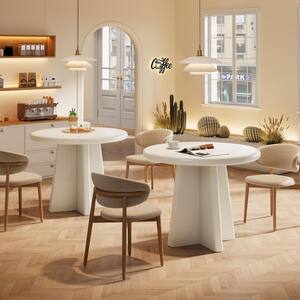 TRIBESIGNS WAY TO ORIGIN 31.5 in. White Round Wood Coffee Table with ...