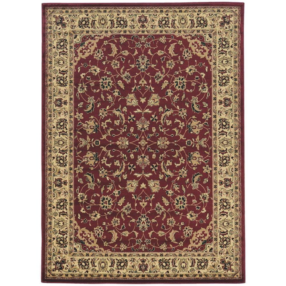 RADICI USA Castello Burgundy 5 ft. x 7 ft. Traditional Oriental Floral ...