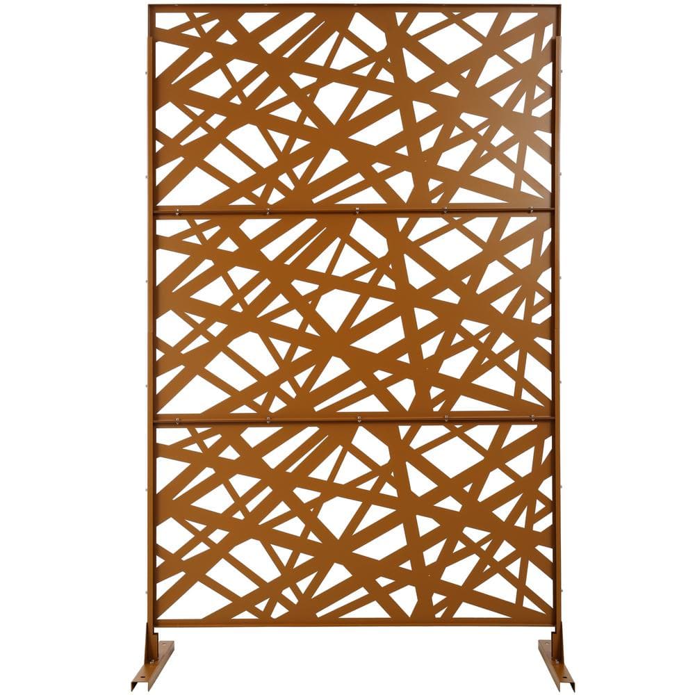 Zeus & Ruta 6.3 ft. H x 4 ft. W Brown Metal Privacy Screen Freestanding ...
