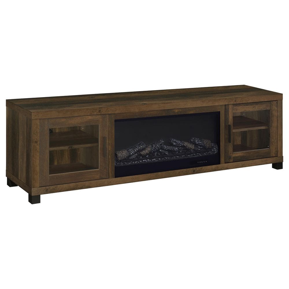 Coaster Havering 71-inch TV Stand Fireplace Media Console Dark Pine ...