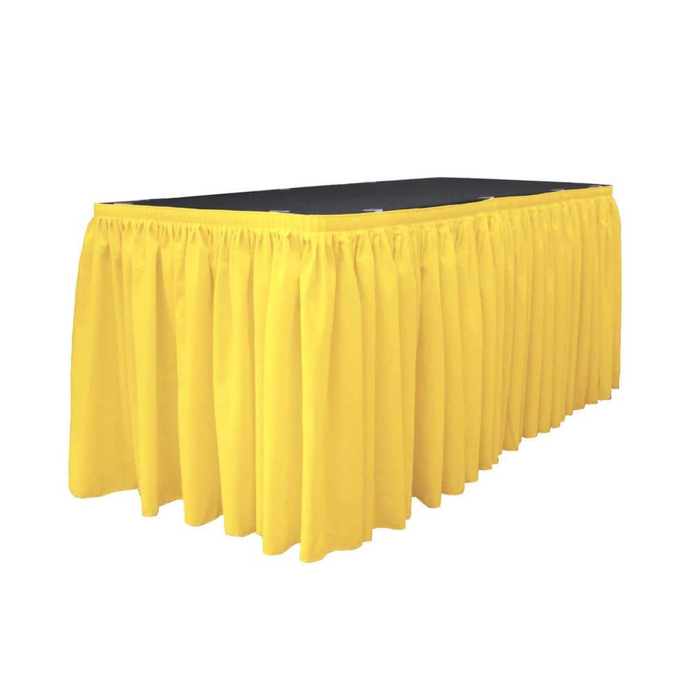 LA Linen 30 ft. x 29 in. Long Light Yellow Polyester Poplin Table Skirt ...
