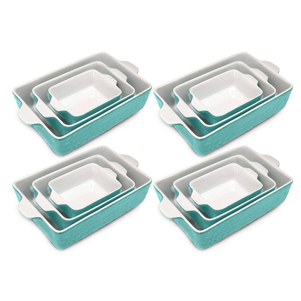 NutriChef 12-Piece Rectangular Ceramic Nonstick Kitchen Bakeware Set in ...