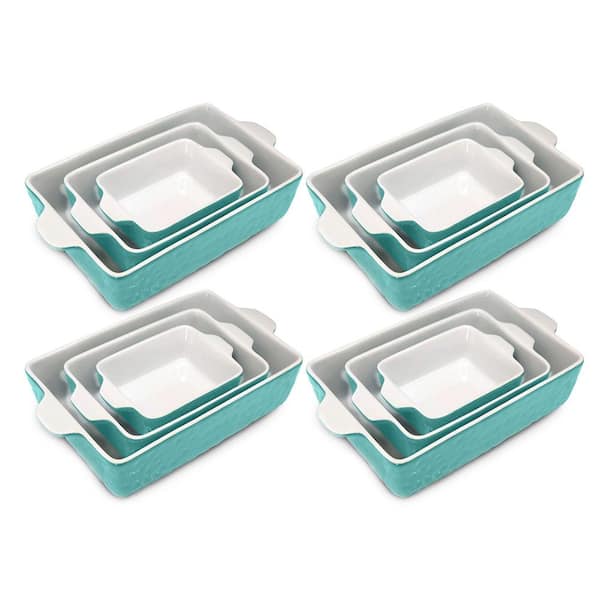 NutriChef 12-Piece Rectangular Ceramic Nonstick Kitchen Bakeware Set in ...