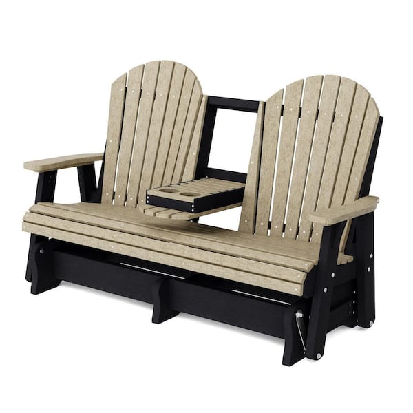 Wildridge Heritage 2-Person Weathered Wood and Black HDPE Plastic ...
