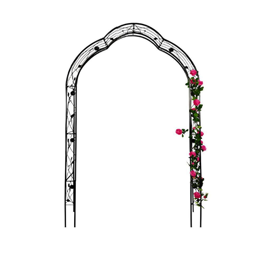 Tenleaf Free-To-Assemble Anti-Rust 98.4 in. x 59 in. Black Metal Arbor ...