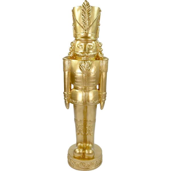 Fraser Hill Farm 4-ft. Prelit Metallic Gold Christmas Nutcracker Statue ...