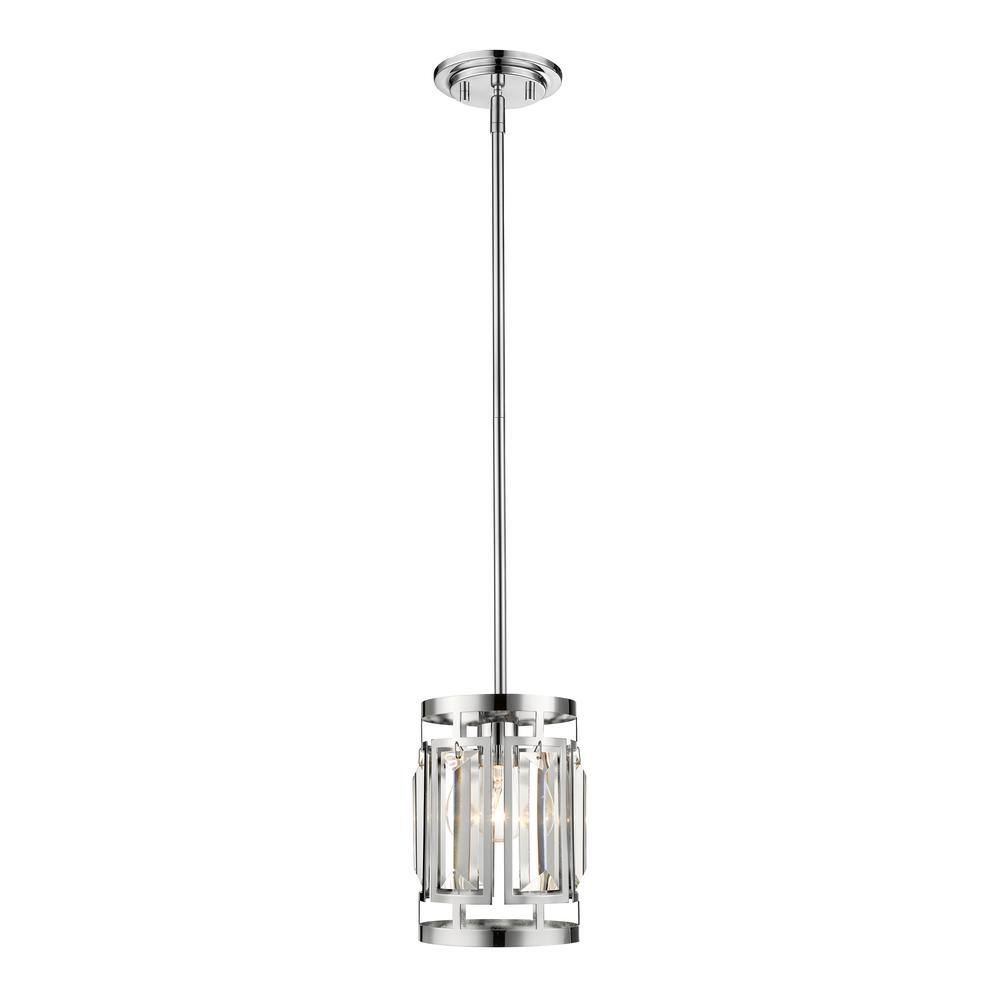 Mersesse 1-Light Chrome Shaded Pendant Light with Chrome and Crystal ...