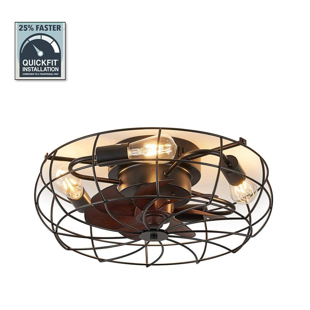 HINNIXY 20 in. Indoor Matte Black Enclosed Flush Mount Industrial ...