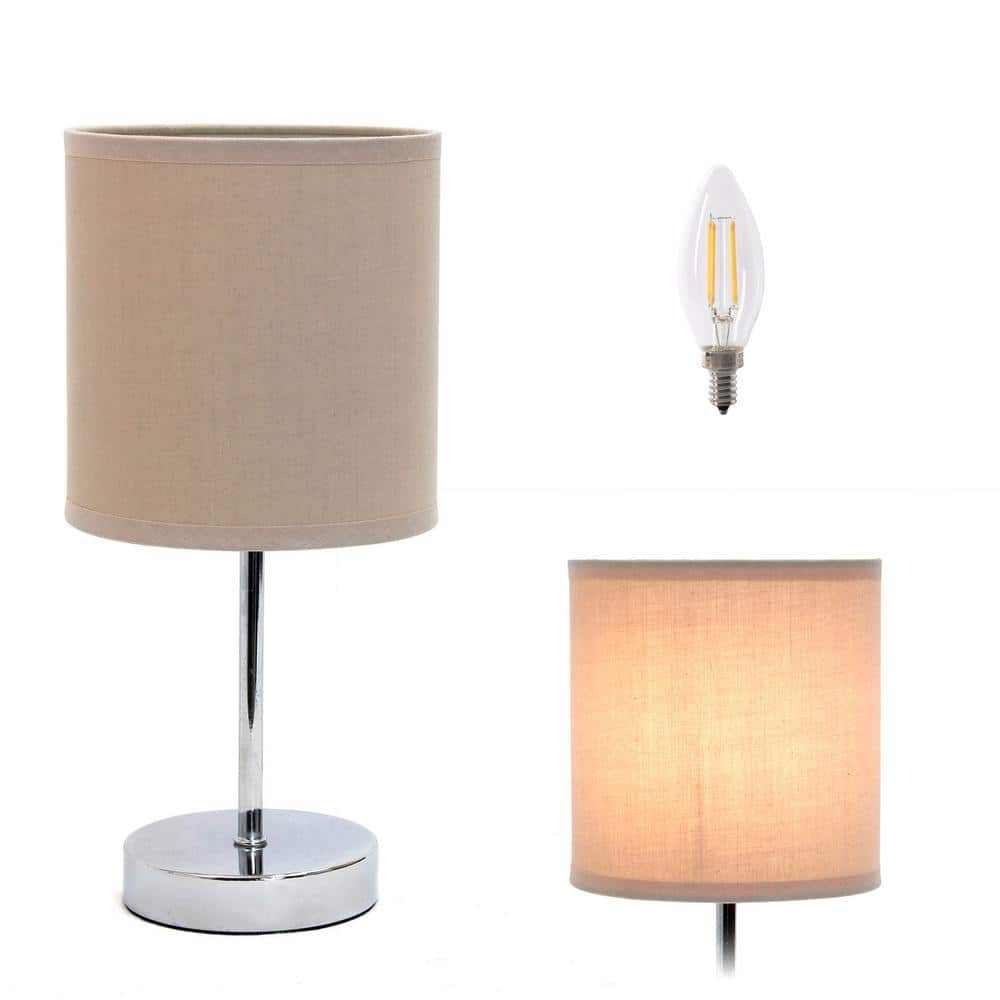 Simple Designs 11.81 in. Gray Beige Mini Table Lamp for Living Room ...