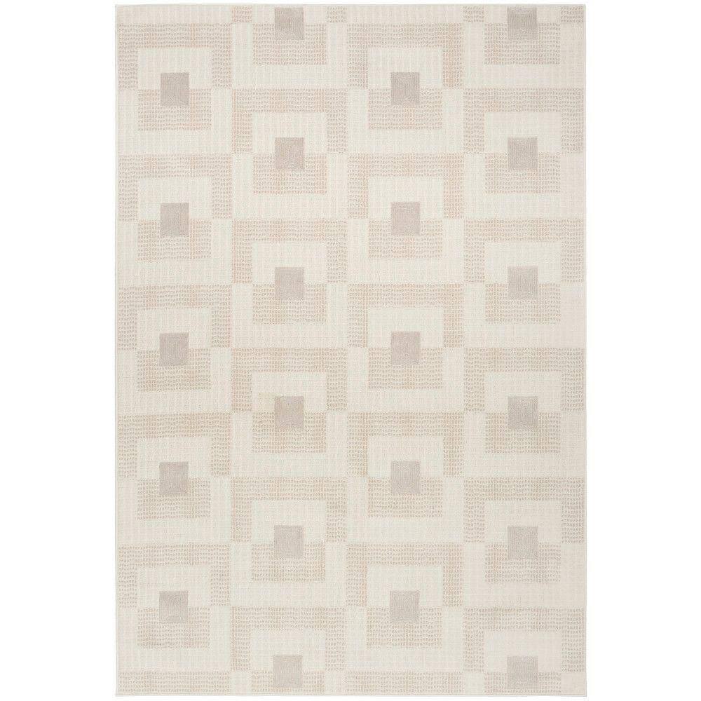 Nourison Nordic Ivory Beige 5 ft. x 7 ft. Geometric Contemporary Area ...
